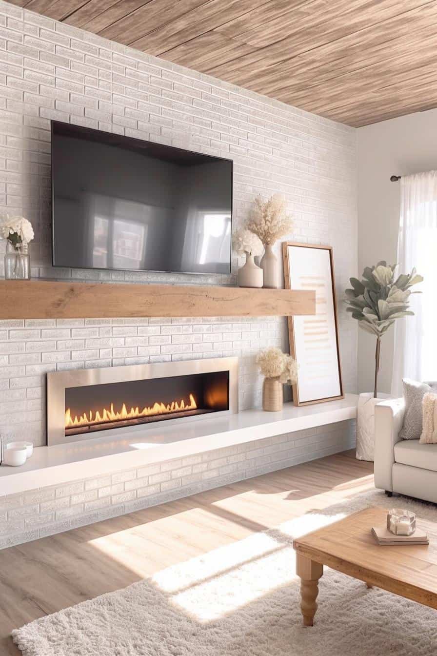 40 Beautiful White Brick Fireplace Ideas for a Bright Living Room