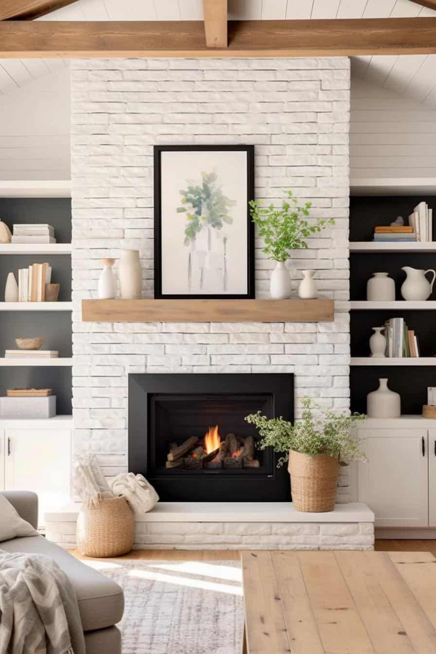 40 Beautiful White Brick Fireplace Ideas for a Bright Living Room