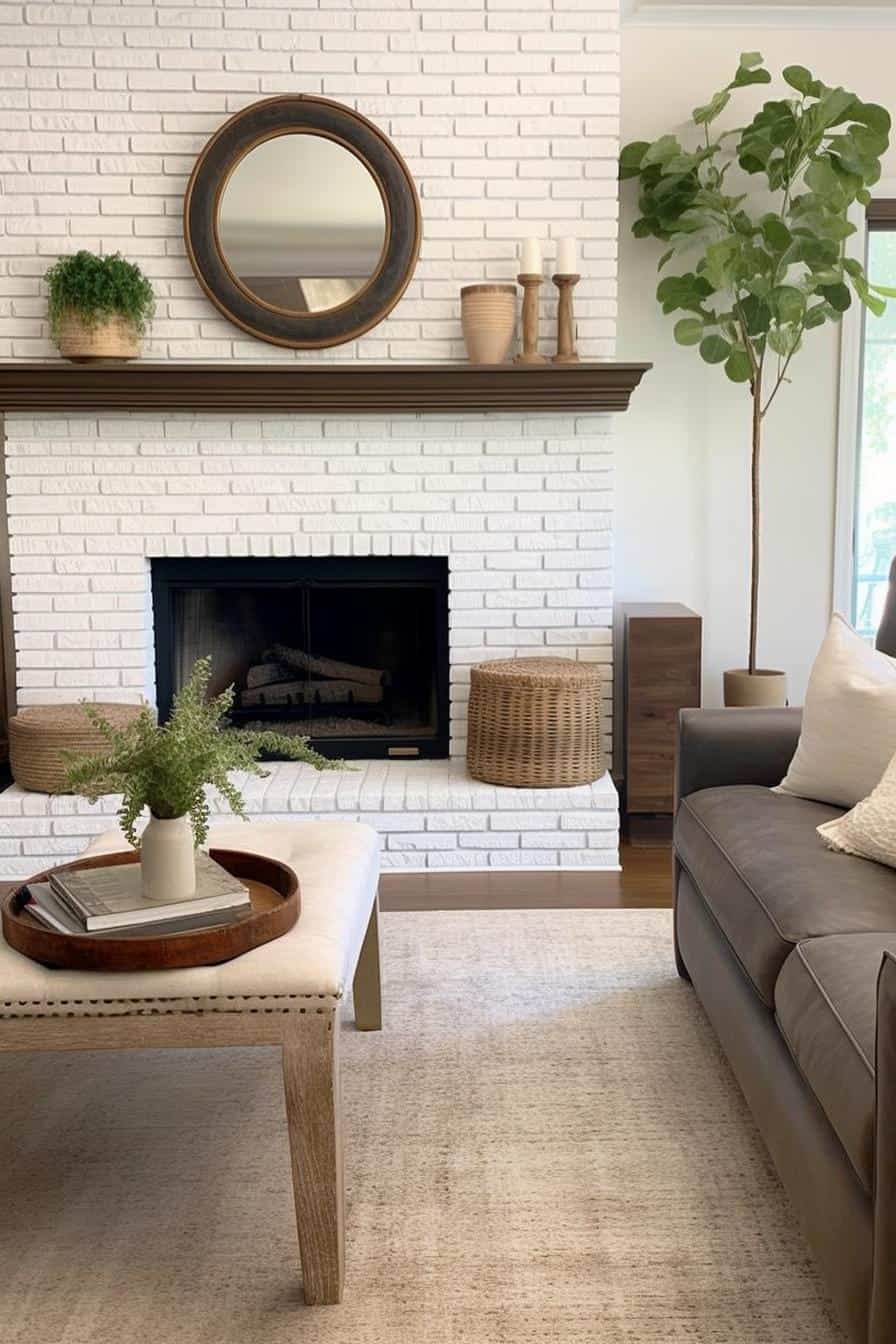 40 Beautiful White Brick Fireplace Ideas for a Bright Living Room