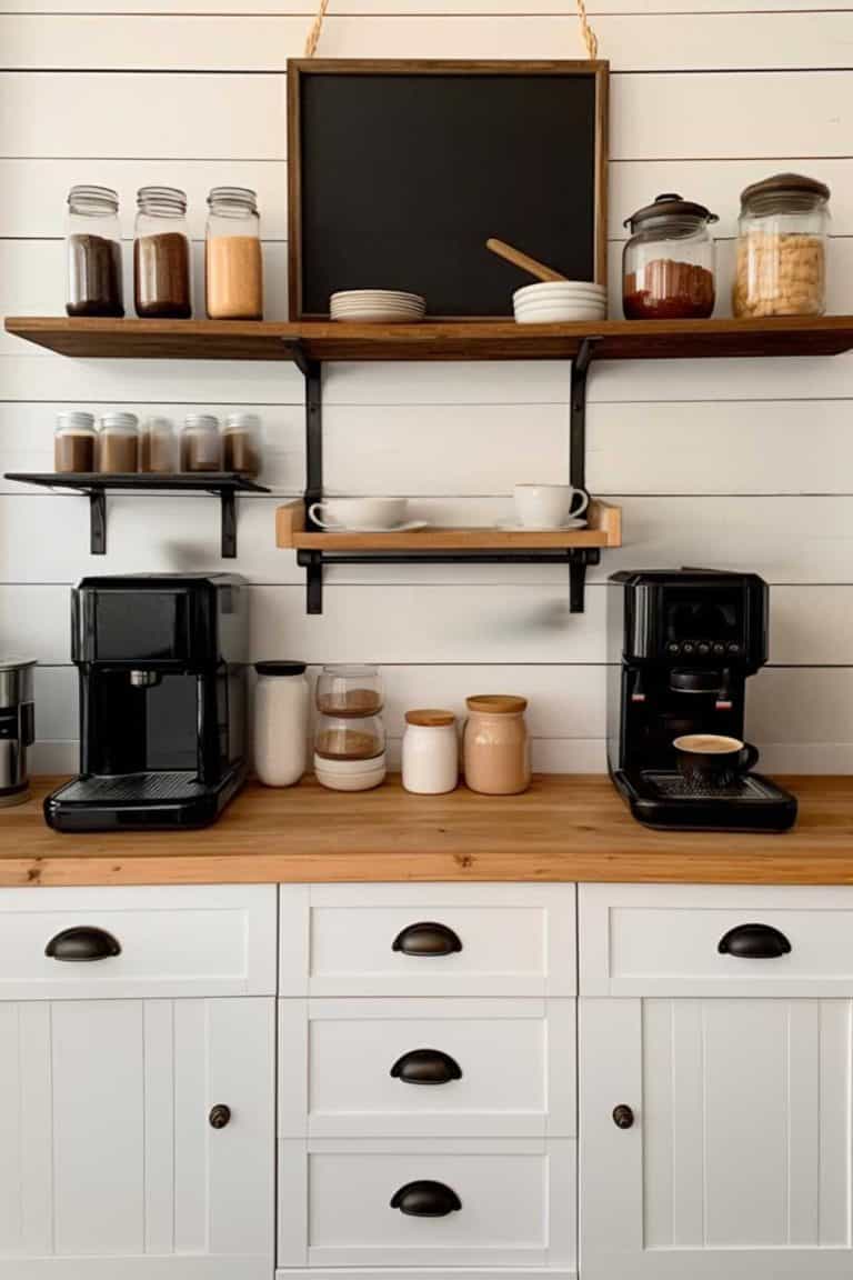 30 Farmhouse Coffee Bar Ideas: Enjoy Your Morning Brew in Style!