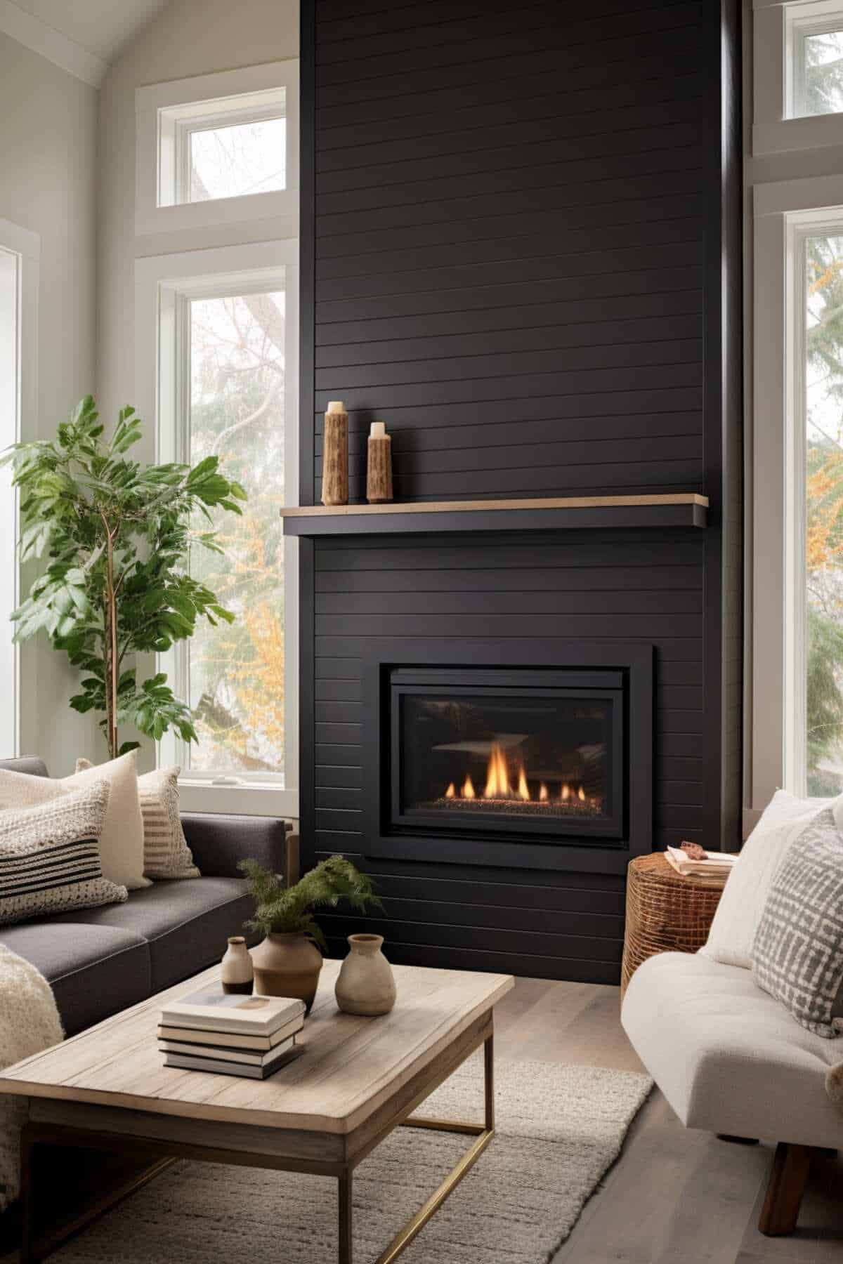 40+ Black Shiplap Fireplace Ideas That Blend Warmth and Style