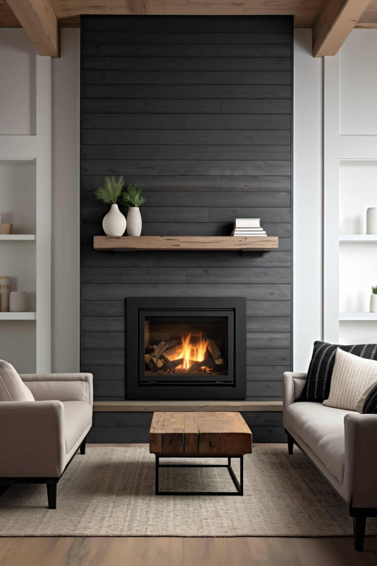 40+ Black Shiplap Fireplace Ideas That Blend Warmth and Style