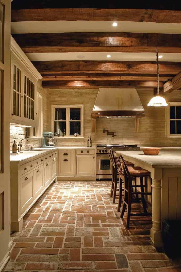 24 Brick Floor Kitchen Ideas for a Home With Timeless Style