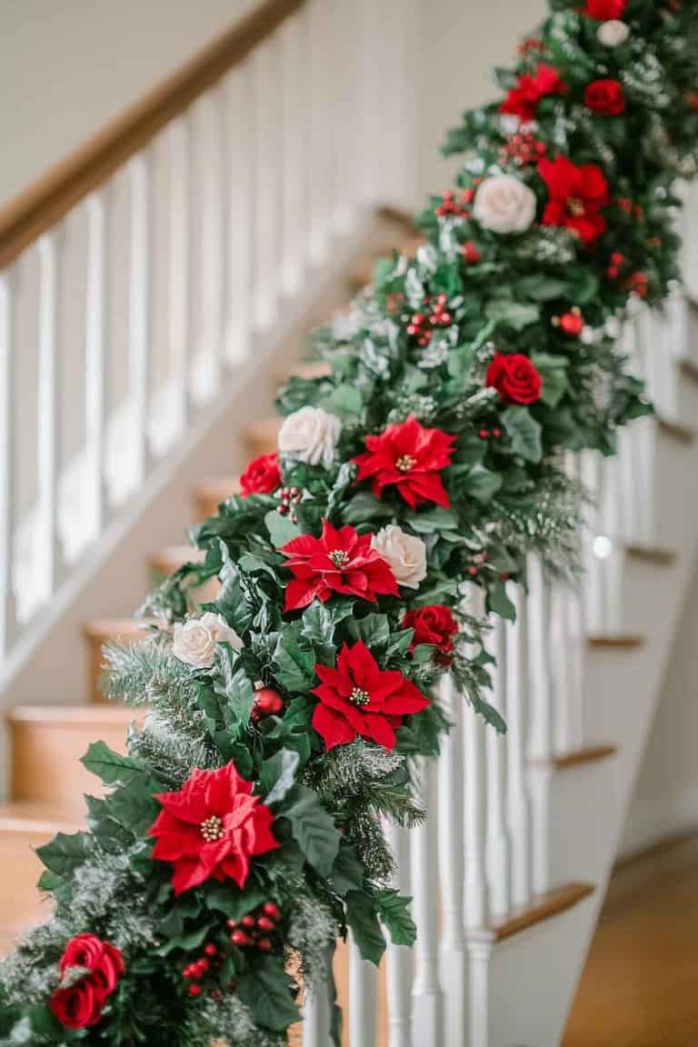 31 Stunning Christmas Garland Designs on Stairs