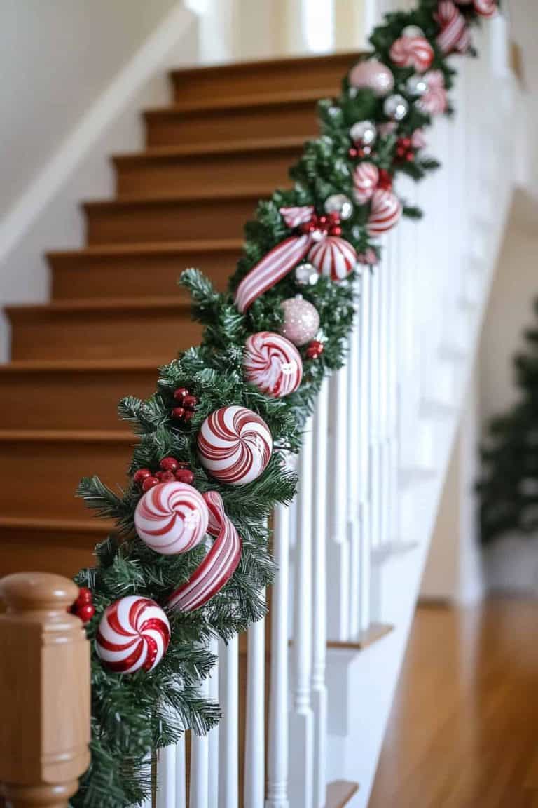 31 Stunning Christmas Garland Designs on Stairs