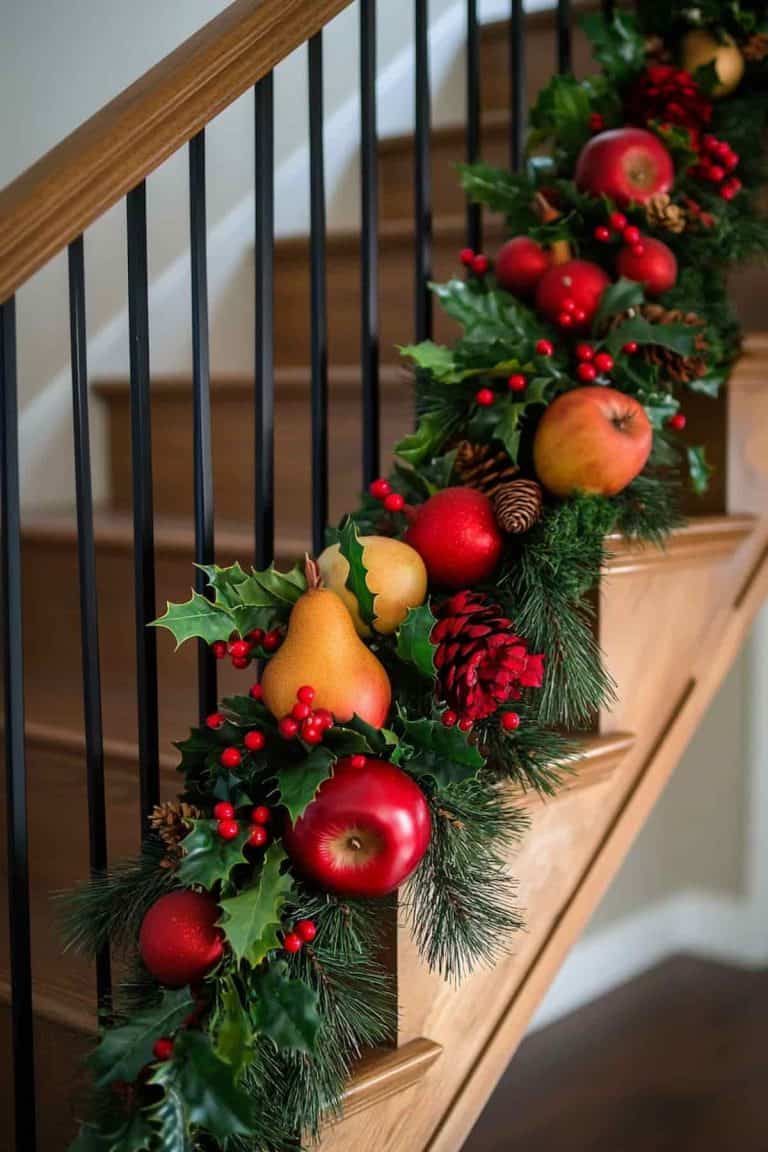 31 Stunning Christmas Garland Designs on Stairs