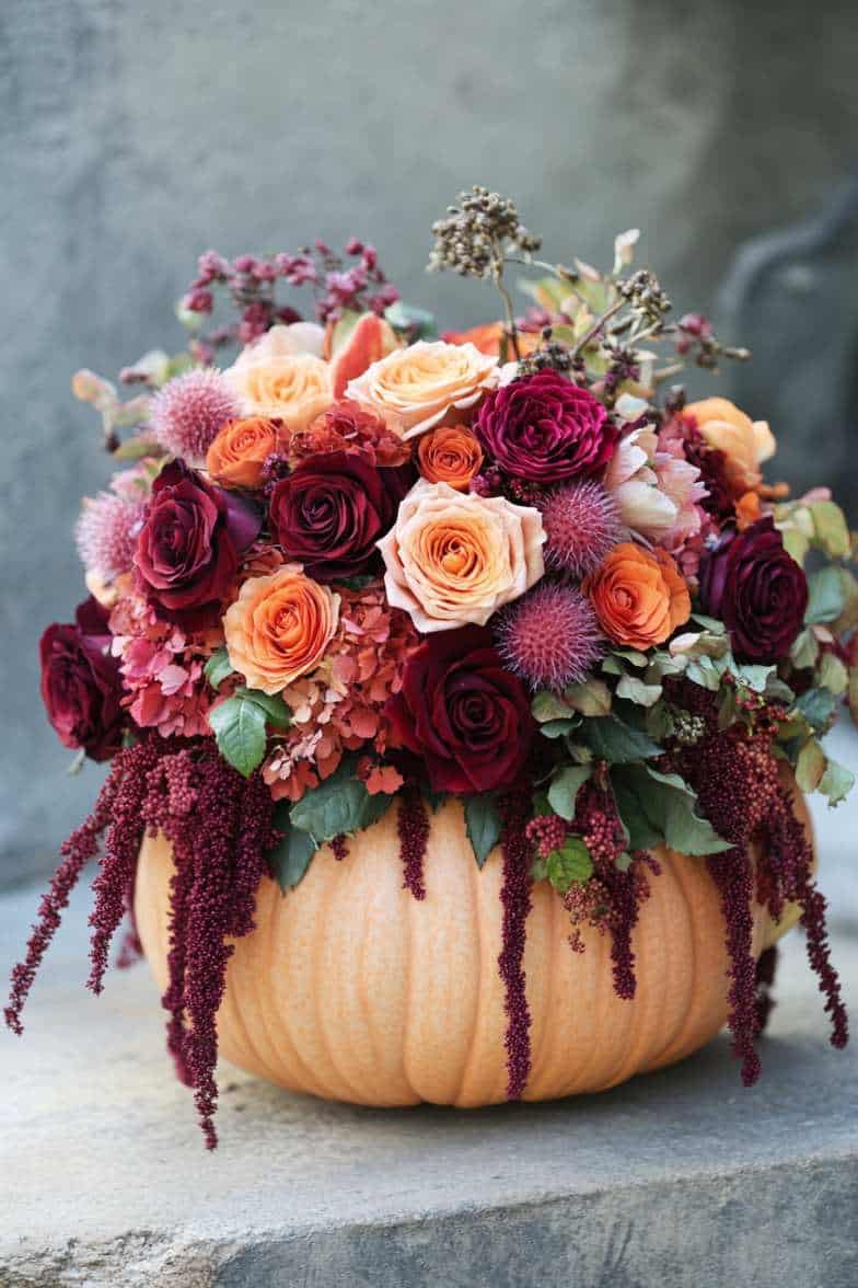 31 Gorgeous Pumpkin Flower Arrangements To Try This Fall 31-gorgeous-pumpkin-flower-arrangements-to-try-this-fall