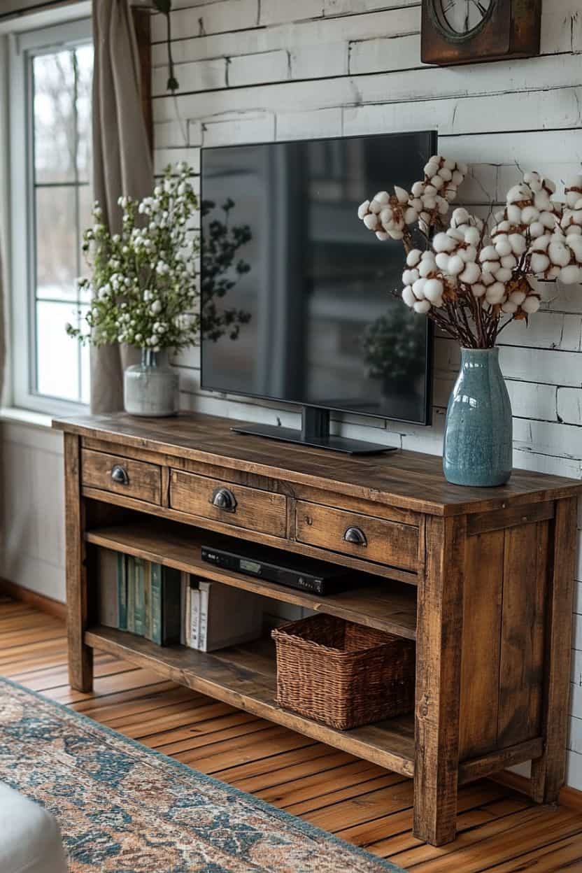 30 Farmhouse TV Stand Decor Ideas To Elevate Your Living Room