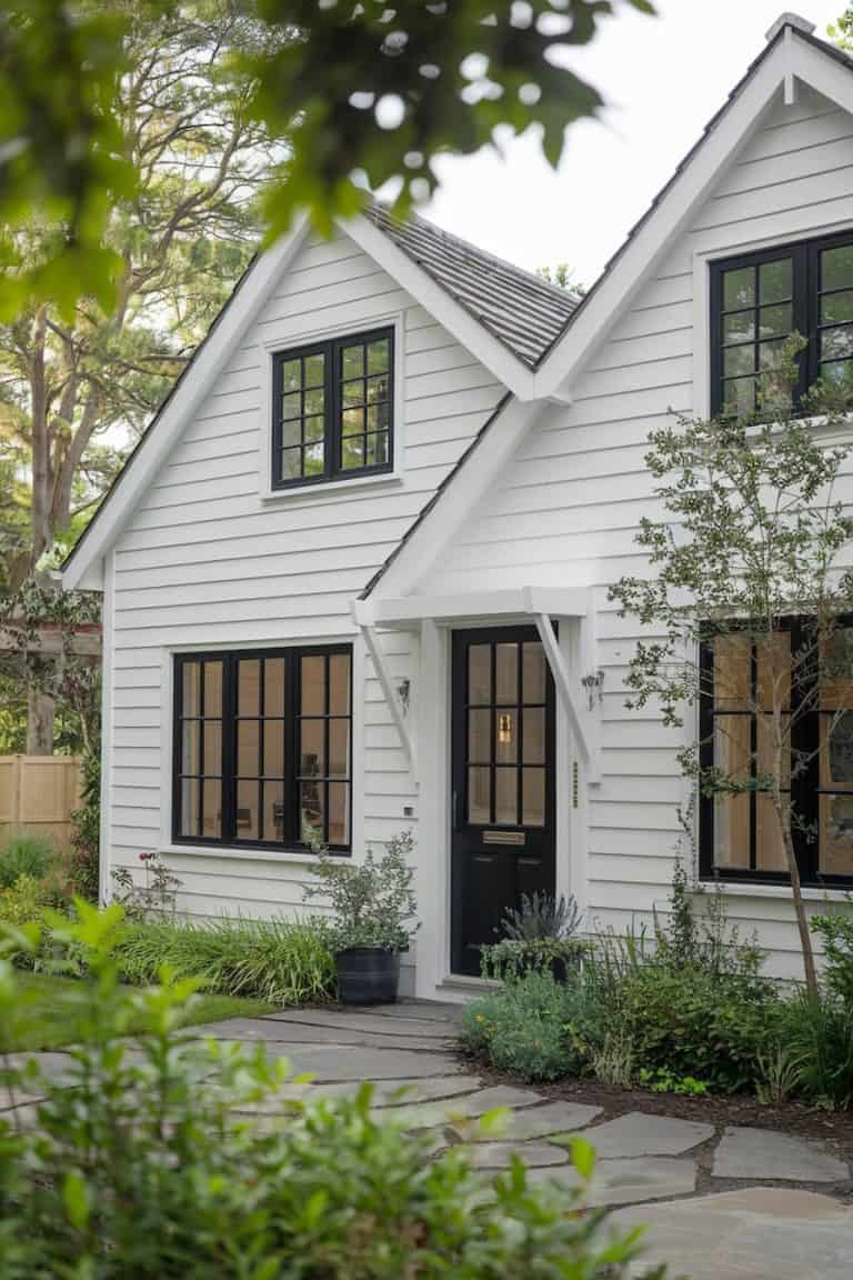 45 White House With Black Windows Ideas for Curb Appeal