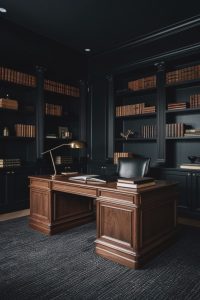 34 Sophisticated Dark Office Ideas To Transform Your Workspace