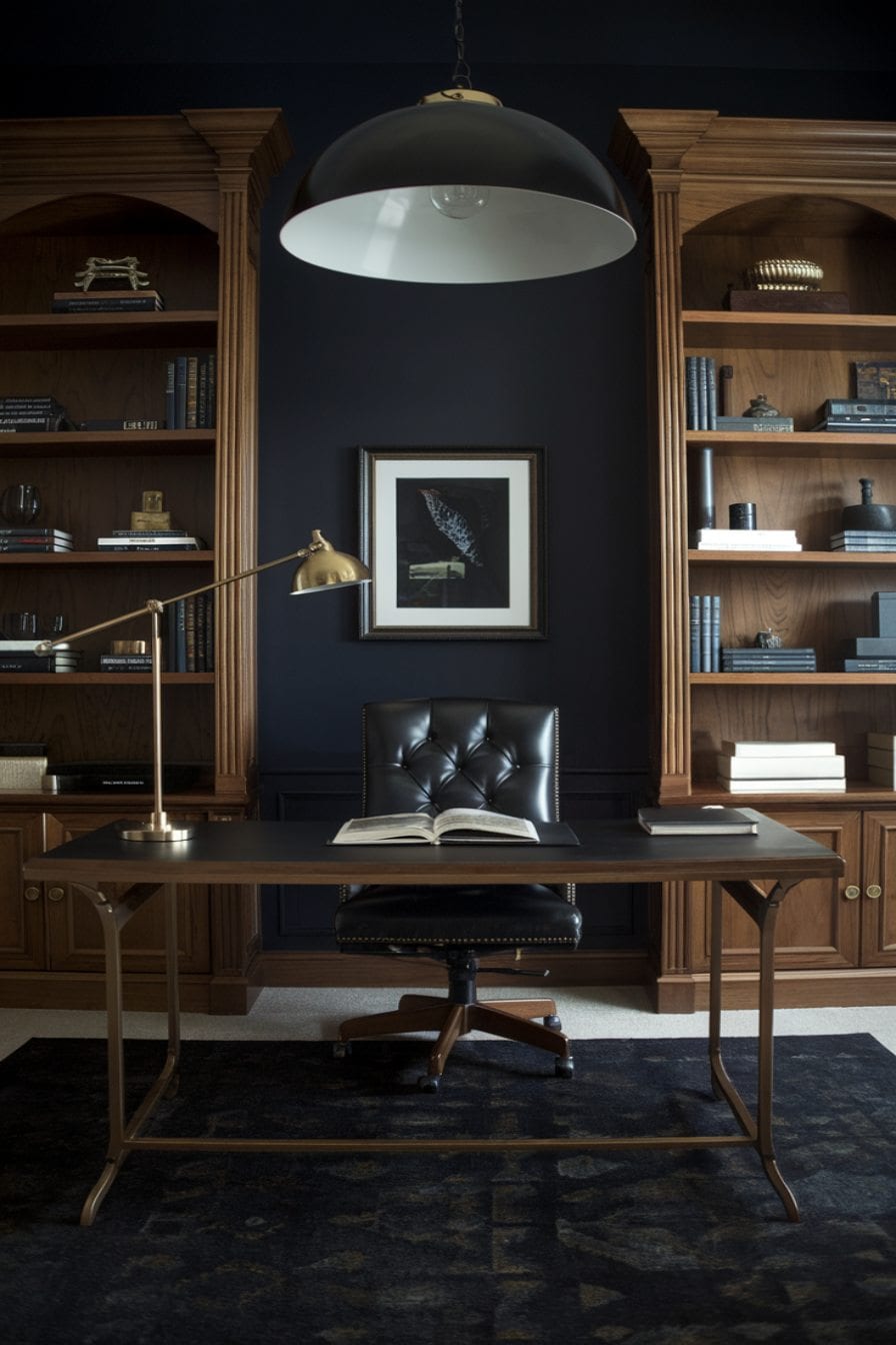 34 Sophisticated Dark Office Ideas To Transform Your Workspace