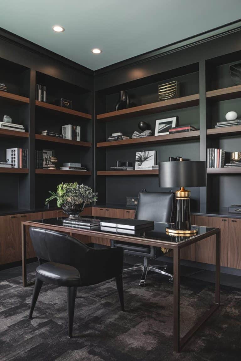 34 Sophisticated Dark Office Ideas To Transform Your Workspace