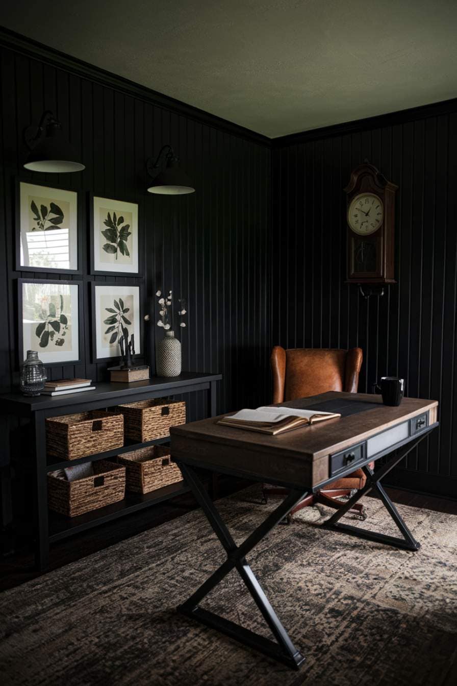 28 Moody Home Office Ideas for a Luxe and Dramatic Workspace