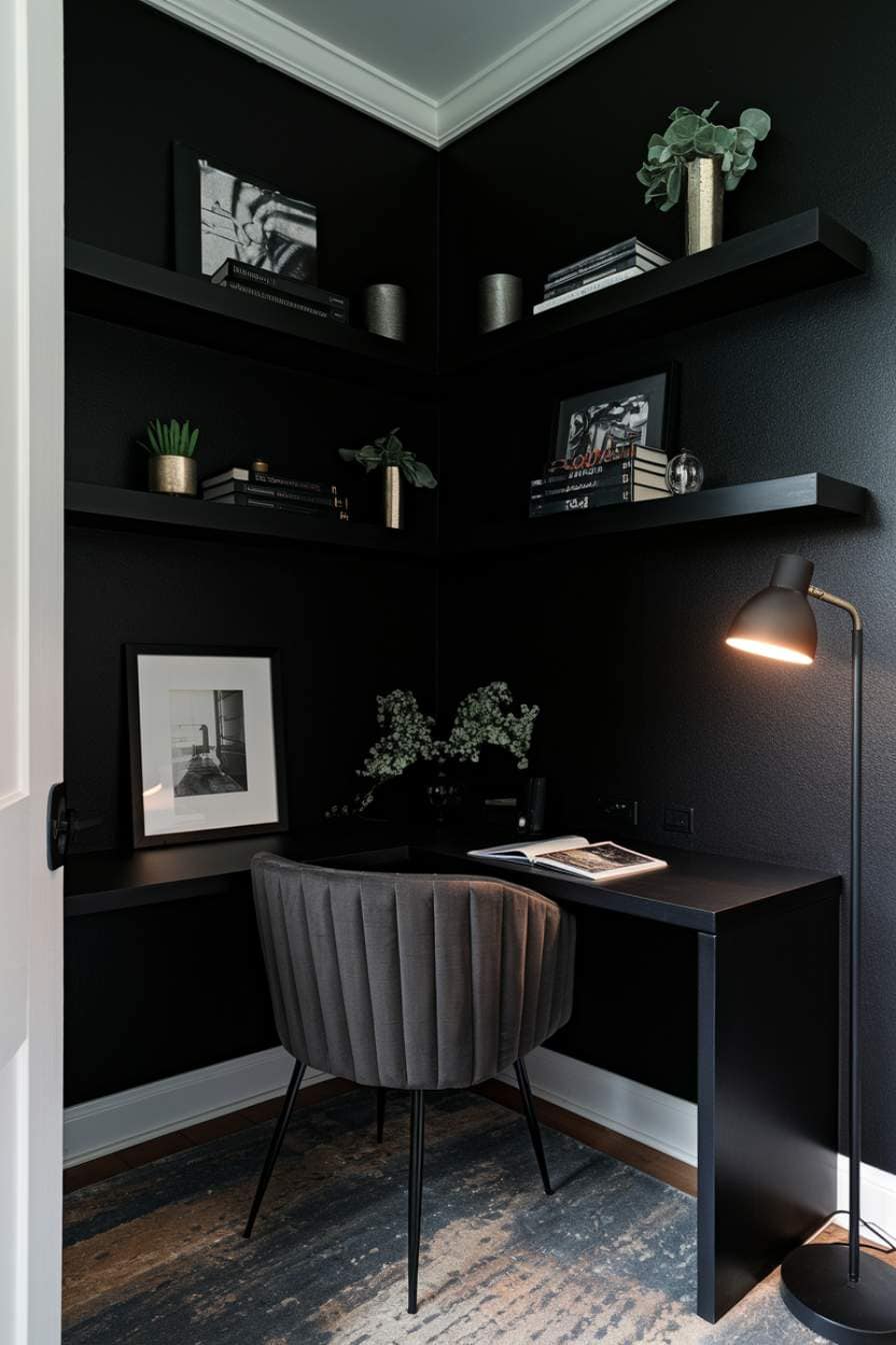 28 Moody Home Office Ideas for a Luxe and Dramatic Workspace