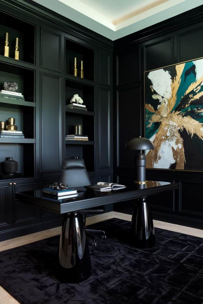 28 Moody Home Office Ideas for a Luxe and Dramatic Workspace