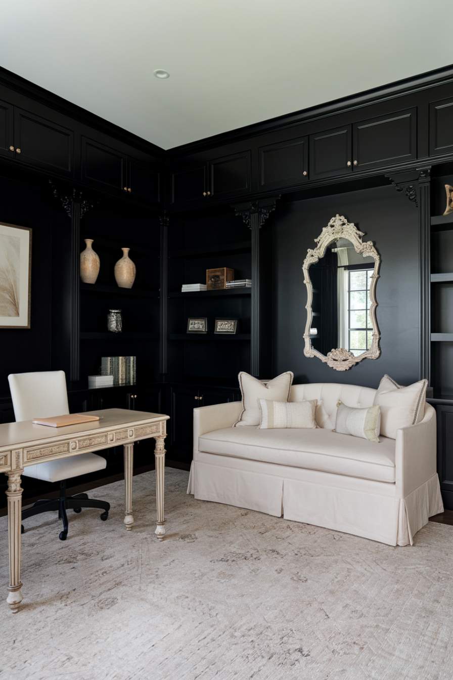28 Moody Home Office Ideas for a Luxe and Dramatic Workspace