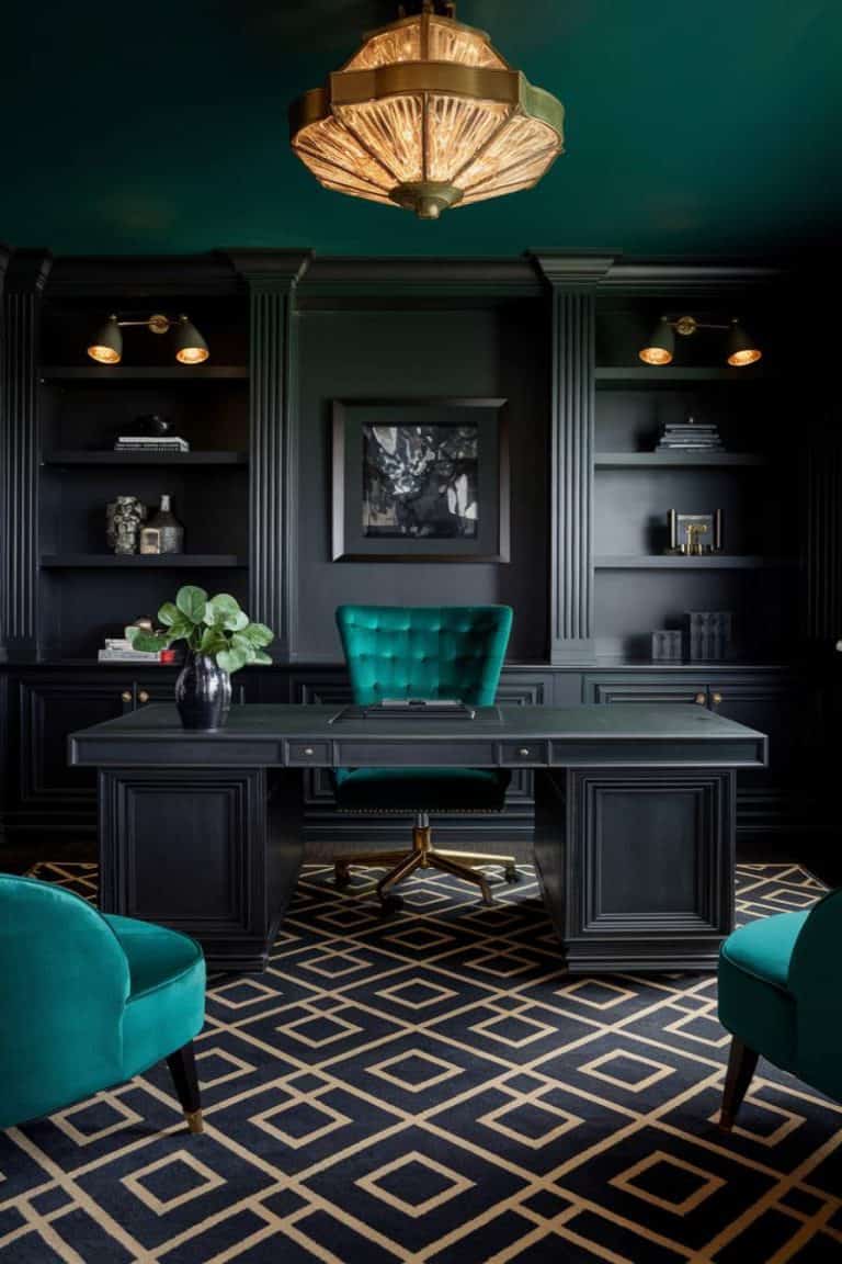 28 Moody Home Office Ideas for a Luxe and Dramatic Workspace