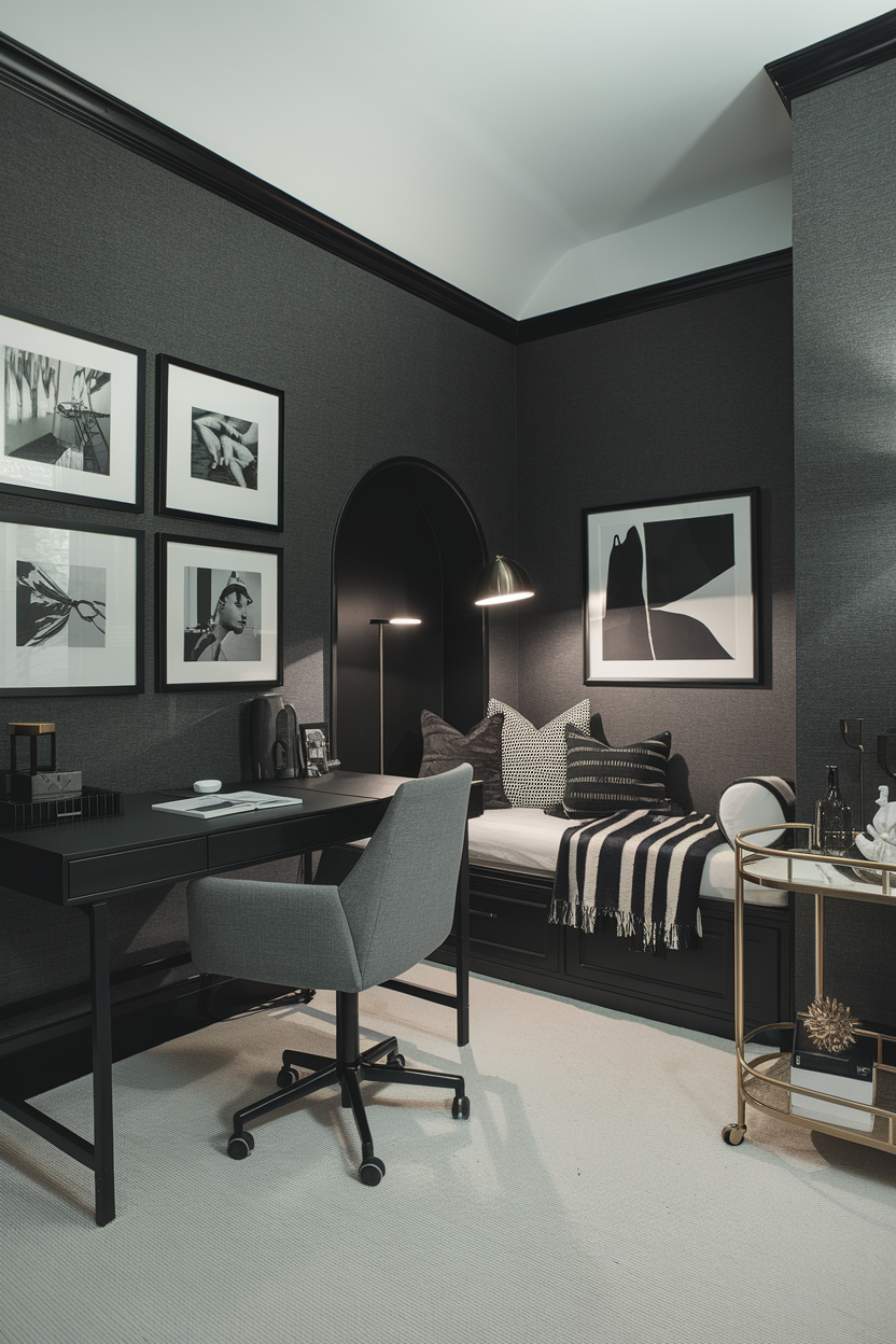 28 Moody Home Office Ideas for a Luxe and Dramatic Workspace