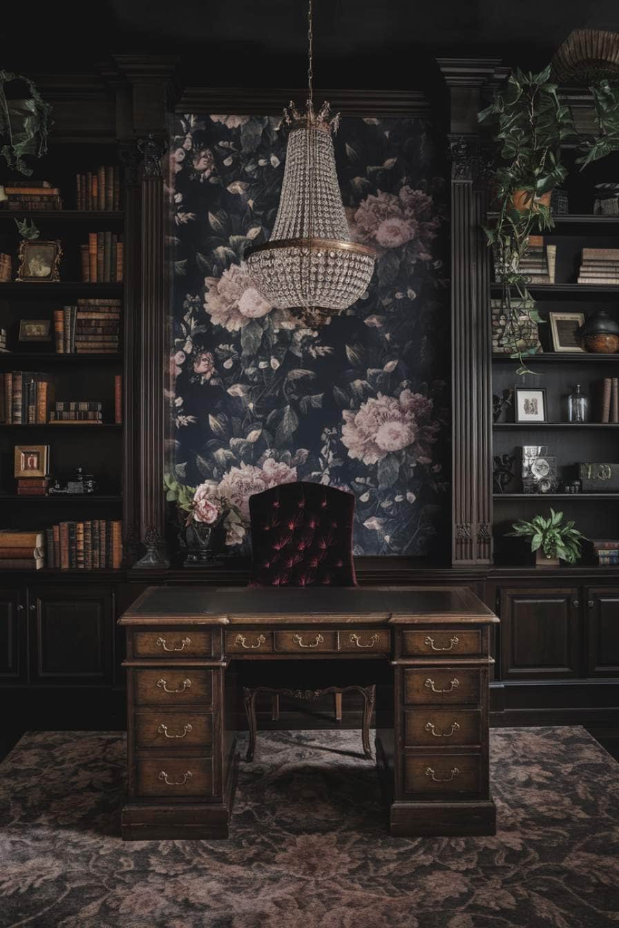 28 Moody Home Office Ideas for a Luxe and Dramatic Workspace