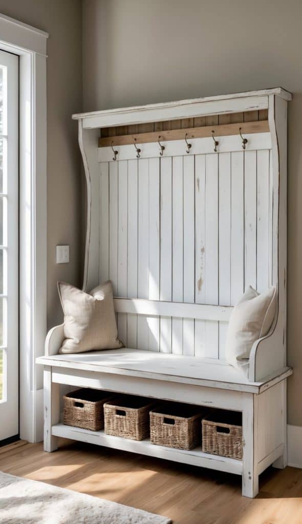 23 Farmhouse Entryway Bench Ideas for a Cozy Welcome