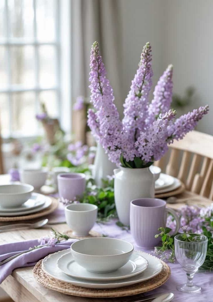 43 Lilac Tablescape Ideas: Pretty, Pastel Spring Table Decor