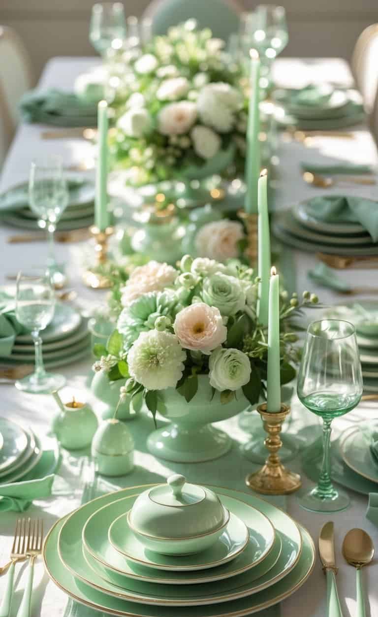 34 Mint Tablescape Ideas: Fresh, Airy, Stylish Table Decor